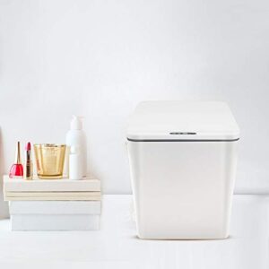 FEBHBRQ Touchless Mini Countertop Trash Can, Automatic Small Garbage Can for Office Desktop/Bedside Table/Coffee Bar/Bathroom Vanity, Cute Sensor/Electric Wastebasket with Lid for Kids, White-1.5 Gal