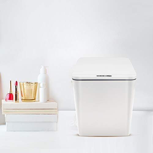 FEBHBRQ Touchless Mini Countertop Trash Can, Automatic Small Garbage Can for Office Desktop/Bedside Table/Coffee Bar/Bathroom Vanity, Cute Sensor/Electric Wastebasket with Lid for Kids, White-1.5 Gal