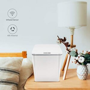 FEBHBRQ Touchless Mini Countertop Trash Can, Automatic Small Garbage Can for Office Desktop/Bedside Table/Coffee Bar/Bathroom Vanity, Cute Sensor/Electric Wastebasket with Lid for Kids, White-1.5 Gal