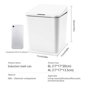 FEBHBRQ Touchless Mini Countertop Trash Can, Automatic Small Garbage Can for Office Desktop/Bedside Table/Coffee Bar/Bathroom Vanity, Cute Sensor/Electric Wastebasket with Lid for Kids, White-1.5 Gal