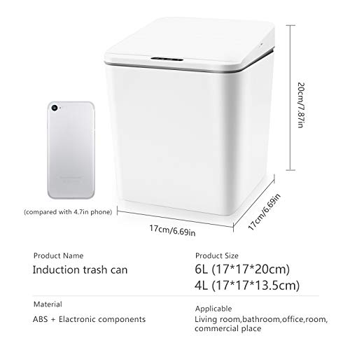 FEBHBRQ Touchless Mini Countertop Trash Can, Automatic Small Garbage Can for Office Desktop/Bedside Table/Coffee Bar/Bathroom Vanity, Cute Sensor/Electric Wastebasket with Lid for Kids, White-1.5 Gal