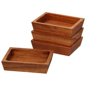 makolo wooden soy sauce dish small dipping bowls kitchen prep wood cup for dip, condiment, seasoning, nuts, candy, appetizers, decoration, set of 4