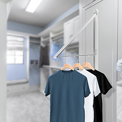 SunEegral Clothes Drying Rack Wall Mounted Laundry Dryer Room,Foldable Retractable Hanging Drying Rod Ultrathin Small Collapsible for Efficient Space Saving,65Ibs Capacity