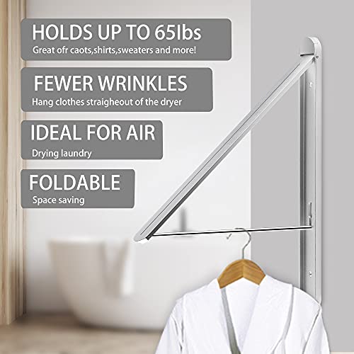 SunEegral Clothes Drying Rack Wall Mounted Laundry Dryer Room,Foldable Retractable Hanging Drying Rod Ultrathin Small Collapsible for Efficient Space Saving,65Ibs Capacity