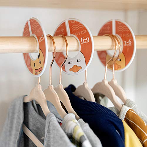 BBFISH Kids Velvet Hangers with Rose Gold Hooks, 50 Pack 11" Children Hangers Ultra Thin Non Slip Clothes Racks with 7 Pcs Baby Clothing Dividers (Ivory)