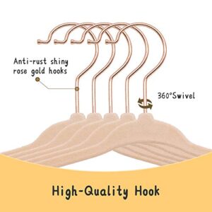 BBFISH Kids Velvet Hangers with Rose Gold Hooks, 50 Pack 11" Children Hangers Ultra Thin Non Slip Clothes Racks with 7 Pcs Baby Clothing Dividers (Ivory)