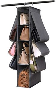 wowcase hanging purse handbag organizer wardrobe closet organizer nonwoven 10 pockets hanging closet storage bag (grey)