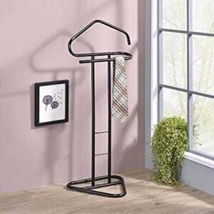 Pilaster Designs Traditional Fairview Suit & Tie Valet Stand Clothing Organizer Rack, Black Metal