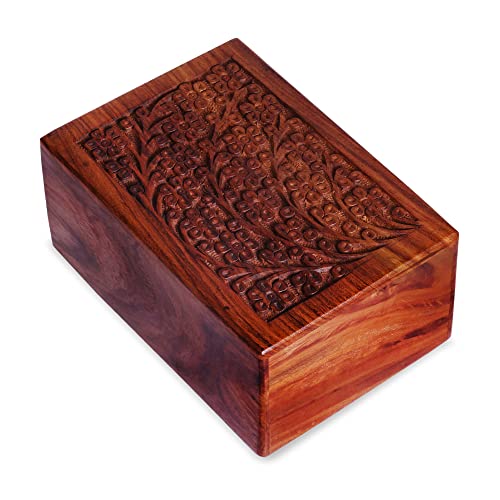 EARTHLY HOME Keepsake Urn for Ashes, Wooden Urn for Human Pet Ash, Funeral Cremation Urn for Ashes Cat Dog Urn, Urns Box for Kids Men Adult, Dog Ashes Urn - Medium (7.5 X 5.25 X 3.5 inches), Style 5