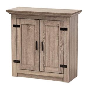 baxton studio bruce shoe cabinets, oak brown