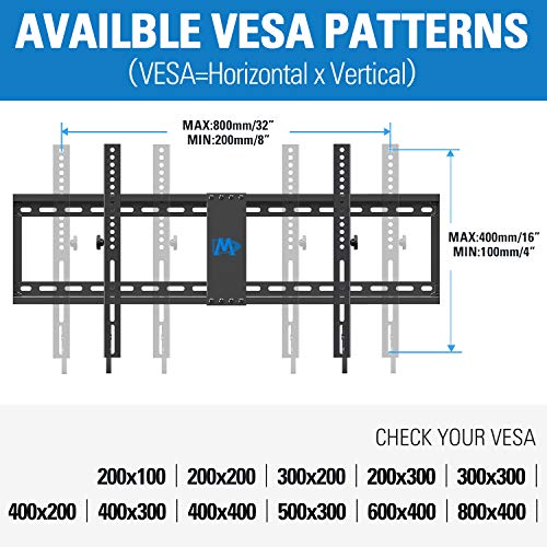 Mounting Dream TV Wall Mount for 42-86" TV, Tilting TV Mount with Level Adjustment Fits 16", 18", 24" Studs Easy for TV Centering, Wall Mount TV Bracket Max VESA 800x400mm, 120 LBS Loading, MD2263-XLK