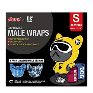 Dono Disposable Male Dog Wraps, Wider Doggie Puppy Diapers 48 Count Male Belly Bands, Super Absorbent, Leak-Proof Fit, Excitable Urination, Incontinence (S)