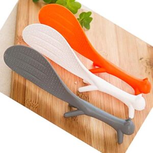 3 Piece Non-stick Rice Spoon Fashion Rice Cooker Dishes Filled Scoop Shovel Creative Household Kitchen Tools,Lovely Squirrel Shape Standing Spoon (Gray，White，Orange)