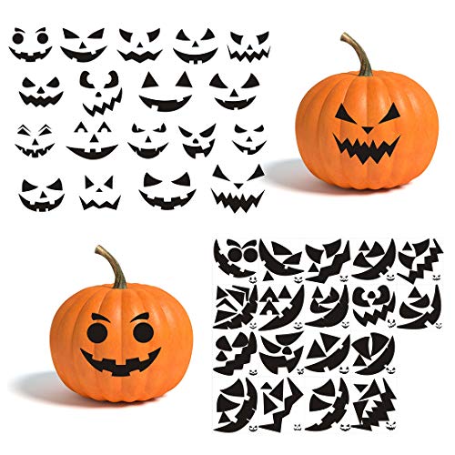 Calidum Halloween Pumpkin Decorating Stickers Etching Pumpkin Template Kits Props Make Your Own Jack-O-Lantern Face Craft Decals Party Decorations Supplies Trick or Treat Party Favors