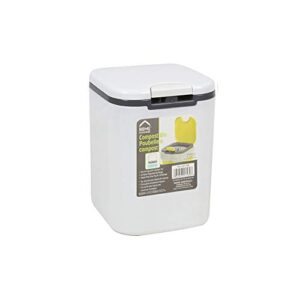 action-1 2l plastic odor-free small compost bin, 5 x 5 x 7 inches, white