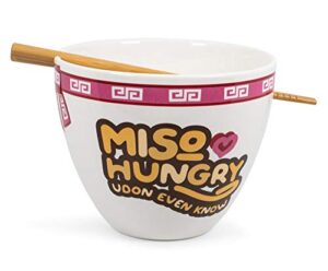 toynk miso hungry japanese ceramic dinner set | 16-ounce ramen bowl and chopsticks set