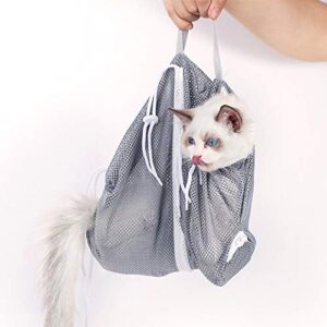 YLONG Cat Bathing Bag Anti-Bite and Anti-Scratch Cat Grooming Bag for Bathing, Nail Trimming, Medicine Taking,Injection,Adjustable Multifunctional Breathable Restraint Shower Bag(Green)