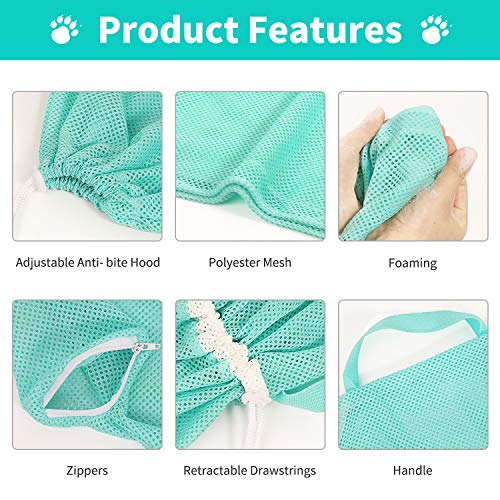 YLONG Cat Bathing Bag Anti-Bite and Anti-Scratch Cat Grooming Bag for Bathing, Nail Trimming, Medicine Taking,Injection,Adjustable Multifunctional Breathable Restraint Shower Bag(Green)