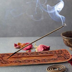 EARTHLY HOME Zen Incense Holder, Wooden Incense Ash Catcher, Incense Burner, Incense Stick Holder Backflow, Home Decor Accessories, Yoga Meditation Incense Stand - 10" x 2" x 0.3", Boat Shape