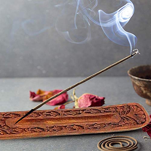 EARTHLY HOME Zen Incense Holder, Wooden Incense Ash Catcher, Incense Burner, Incense Stick Holder Backflow, Home Decor Accessories, Yoga Meditation Incense Stand - 10" x 2" x 0.3", Boat Shape