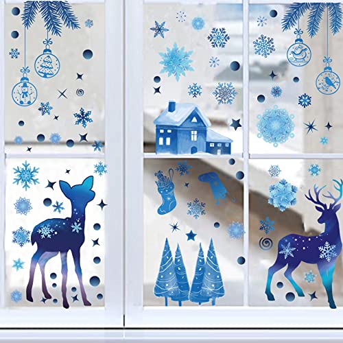 DmHirmg Christmas Window Clings,Christmas Snowflakes Window Clings Decals, Christmas Window Stickers Snowflake Window Clings Decals for Christmas Decorations(9 Pack)