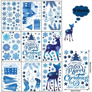 DmHirmg Christmas Window Clings,Christmas Snowflakes Window Clings Decals, Christmas Window Stickers Snowflake Window Clings Decals for Christmas Decorations(9 Pack)