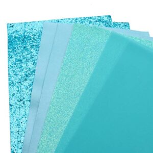 David accessories 8pcs/Set 7.7" x 12.9" (20 cm x 33 cm) Blue Color Series Faux Leather Sheets Glitter Mixed Synthetic Leather Sheets Bundles for Leather Earrings Bows Making (Blue)