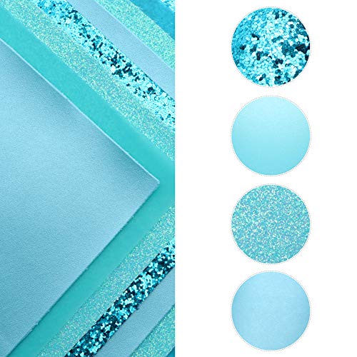 David accessories 8pcs/Set 7.7" x 12.9" (20 cm x 33 cm) Blue Color Series Faux Leather Sheets Glitter Mixed Synthetic Leather Sheets Bundles for Leather Earrings Bows Making (Blue)