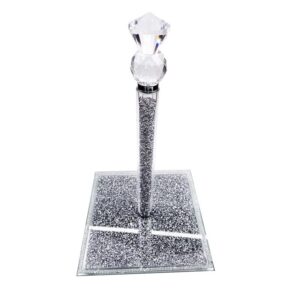 banqle upright paper towel holders, glam crystal kitchen countertop decor, standup glass glitter sparkle paper towel holder, kitchen decoration silver