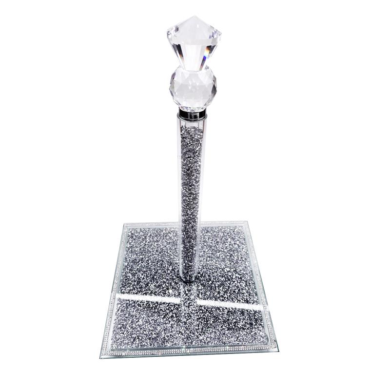 BANQLE Upright Paper Towel Holders, Glam Crystal Kitchen Countertop Decor, Standup Glass Glitter Sparkle Paper Towel Holder, Kitchen Decoration Silver