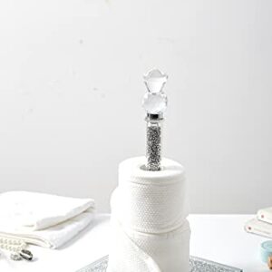 BANQLE Upright Paper Towel Holders, Glam Crystal Kitchen Countertop Decor, Standup Glass Glitter Sparkle Paper Towel Holder, Kitchen Decoration Silver