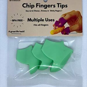 Non-Stick Chip Fingers Tips, Finger Protectors, Finger Covers Protection, 3 pcs (Green)