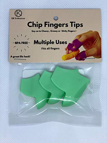 Non-Stick Chip Fingers Tips, Finger Protectors, Finger Covers Protection, 3 pcs (Green)