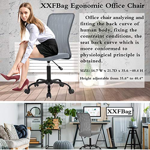 Ergonomic Office Chair with Lumbar Support Mesh Chair with Wheels Rolling Swivel Back Support Adjustable Executive Desk Chair, Modern PC Computer Desk Chair for Home Office Women Men by XXFBag - Gray