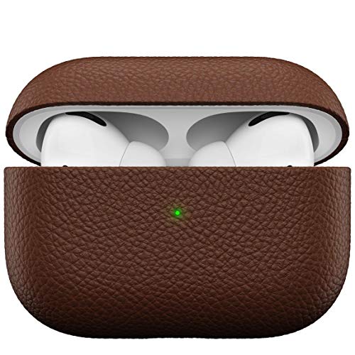 KeyBudz AirPods Pro Leather Case - Handcrafted Fully-Wrapped Genuine Italian Leather Compatible with AirPods Pro (Natural Brown)