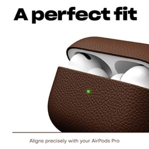 KeyBudz AirPods Pro Leather Case - Handcrafted Fully-Wrapped Genuine Italian Leather Compatible with AirPods Pro (Natural Brown)