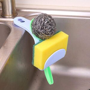 DOITOOL Drain Basket Kitchen Sink Sponge Storage Bag Plastic Suction Cup Drain Rack Hanging Organizer Holder for Scrubber Soap (Blue)