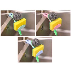 DOITOOL Drain Basket Kitchen Sink Sponge Storage Bag Plastic Suction Cup Drain Rack Hanging Organizer Holder for Scrubber Soap (Blue)