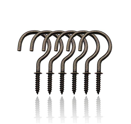 IDEALSV 1-1/2" Bronze Screw Cup Hook Ceiling Hooks 36 Pack Screw-in Light Hooks Mug Hooks