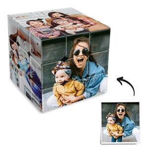 Custom Photo Cube for Pictures, Rubik's Cube Multi Picture Frame Photo Block Collage Personalized Puzzle Cube - Best Gift for Mother Husband Friends