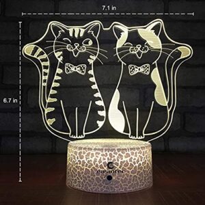 easuntec Cat Gifts for Cat Lovers Cat Lamp with Remote & Smart Touch 7 Colors + 16 Colors Changing Dimmable Cat Gifts 4 5 6 7 8 Year Old Girl Gifts (2Cat 16WT)