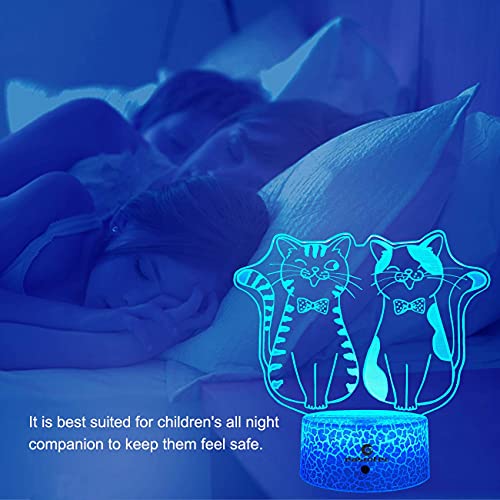 easuntec Cat Gifts for Cat Lovers Cat Lamp with Remote & Smart Touch 7 Colors + 16 Colors Changing Dimmable Cat Gifts 4 5 6 7 8 Year Old Girl Gifts (2Cat 16WT)