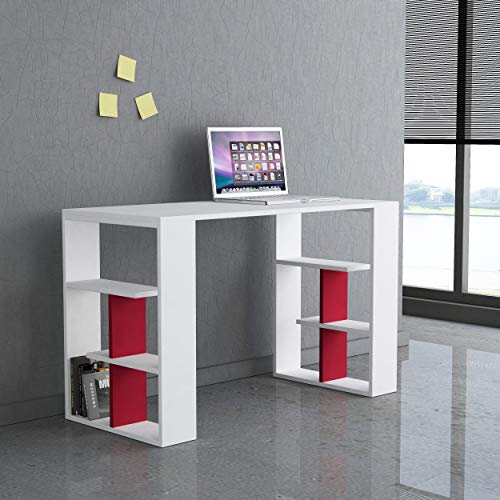 Ada Home Décor Dania Home-Office-desks, 29.53'' H x 47.24'' W x 22.44'' D, White & Burgundy