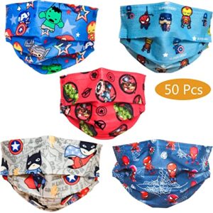 duastar kids masks disposable,50 pcs boys,girl unisex face mask,3 ply cute masks for children,printed cartoon face covering, mascarillas para niños