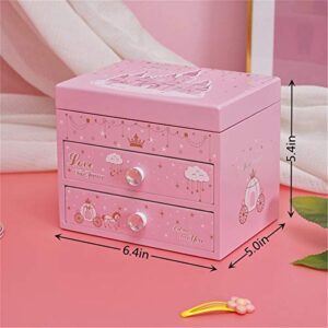 Cokosing jewelry box for girls music boxes for girls kids jewelry box girls jewelry box with 2 Pull Out Drawers, Fairy Princess and Castle Design,Deliver a shiny crown,Upgraded music box.