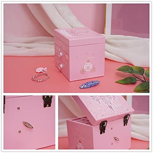 Cokosing jewelry box for girls music boxes for girls kids jewelry box girls jewelry box with 2 Pull Out Drawers, Fairy Princess and Castle Design,Deliver a shiny crown,Upgraded music box.