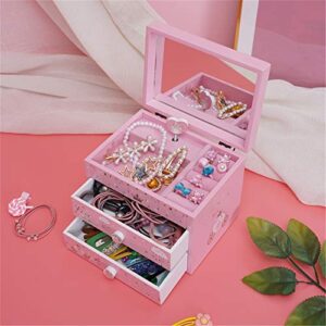 Cokosing jewelry box for girls music boxes for girls kids jewelry box girls jewelry box with 2 Pull Out Drawers, Fairy Princess and Castle Design,Deliver a shiny crown,Upgraded music box.