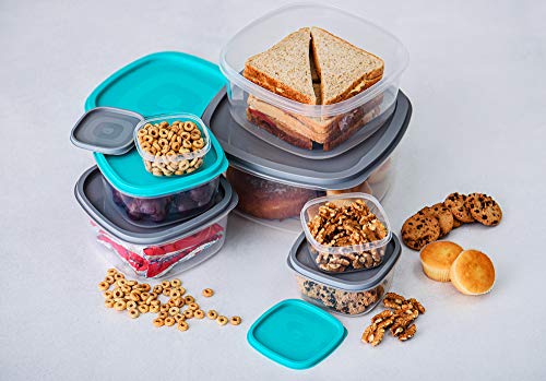 LIVIVO 7pc Stacking Food Storage Containers Set with Fitted Colourful Lids for Freshness, Space-Saving Tubs for Organising Cereals, Pasta, Rice and Other Dry Goods, Craft Materials etc