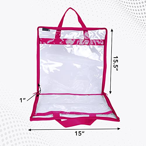 Yazzii Quilt Block Carry Case - Portable Storage Bag Organizer - Multipurpose Storage Organizer for Quilting, Patchwork, Embroidery, Needlework, Papercraft & Beading - Fuchsia Pink