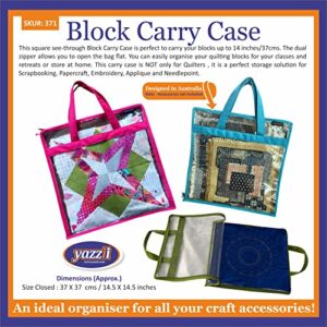 Yazzii Quilt Block Carry Case - Portable Storage Bag Organizer - Multipurpose Storage Organizer for Quilting, Patchwork, Embroidery, Needlework, Papercraft & Beading - Fuchsia Pink